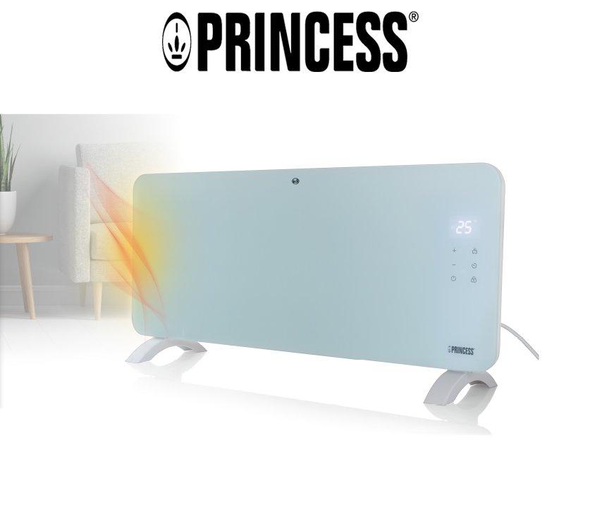 Princess Smart Glass panel Heater, White - eXtra Saudi