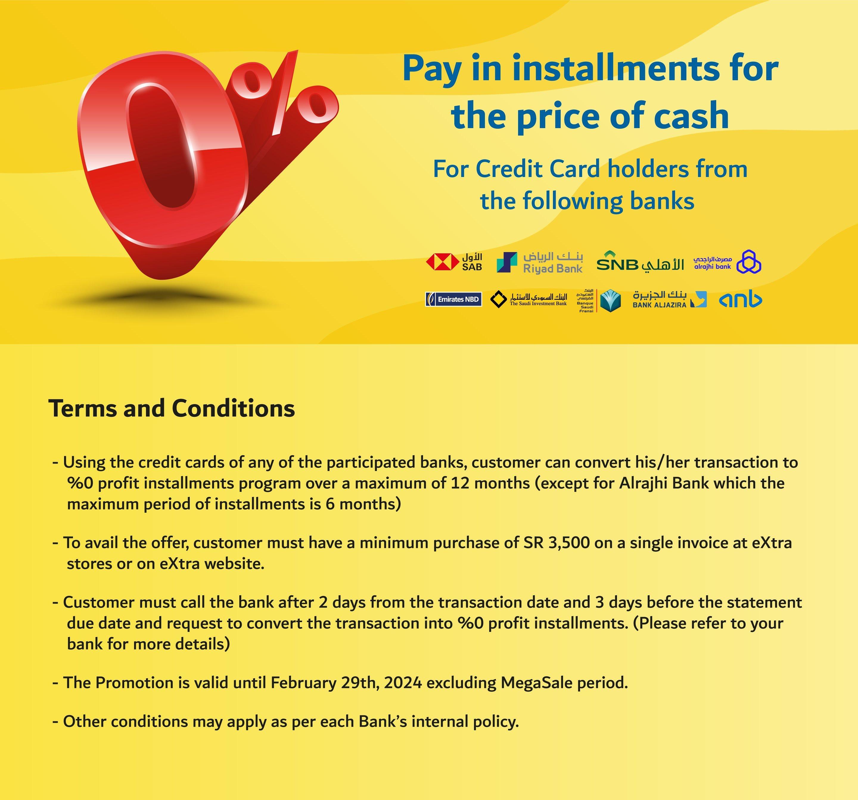 0% installment - eXtra