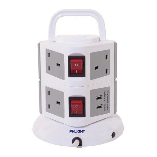 PHILIGHT Power Socket Tower, 2 FLOORS , 2 USB port, 2 Meter price in ...