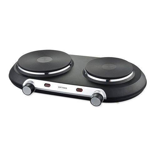 Optima 2P Double Electric Hot Plate 2250W Black - eXtra Bahrain
