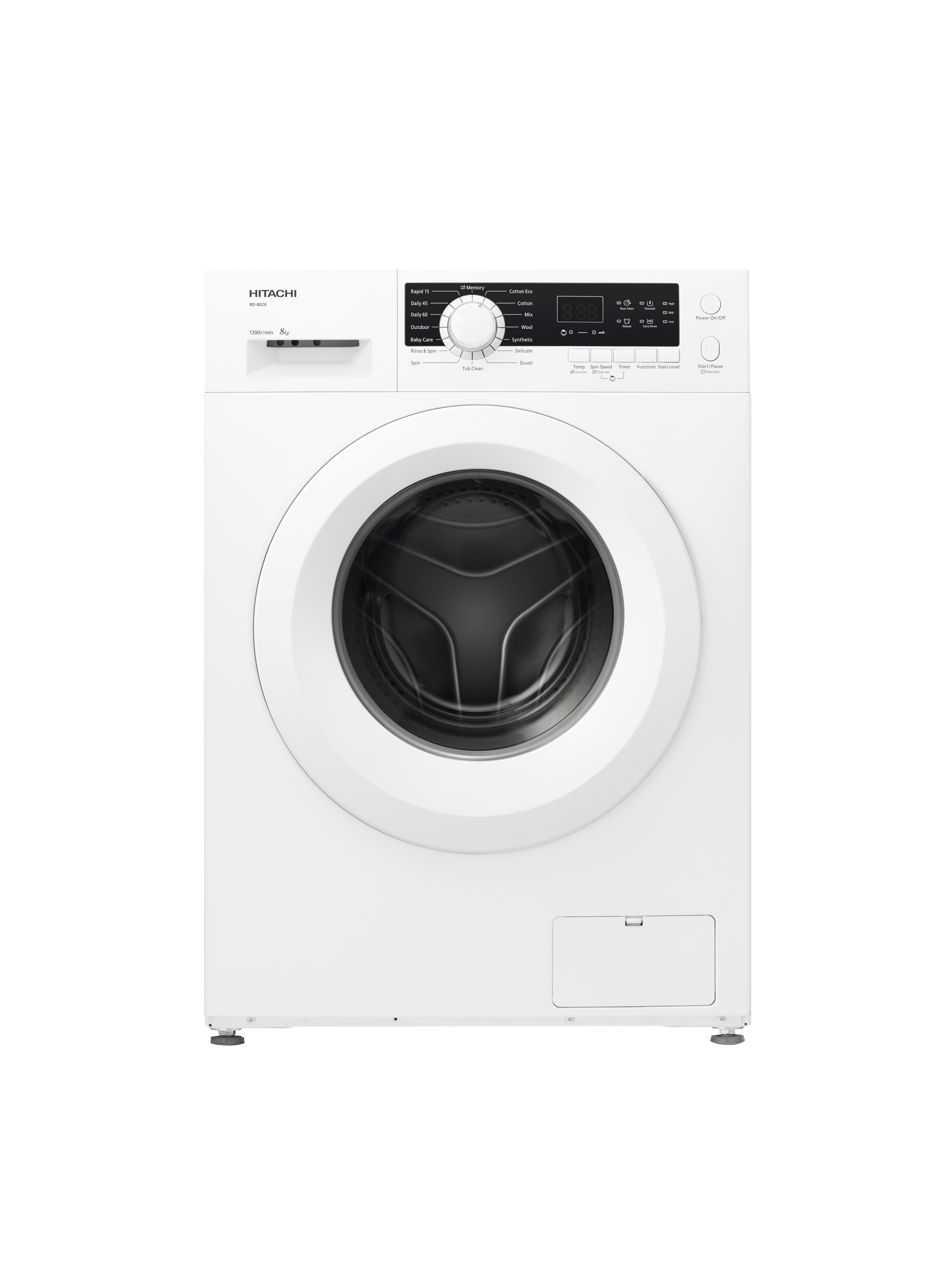 Hitachi Washing Machine, 8kg, Front Load, White - eXtra Bahrain