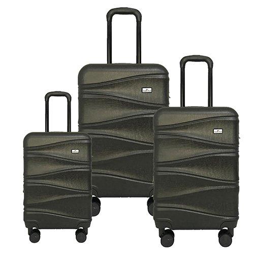 Travel Plus, Wavy Set Of 3 Luggage Trolley Case 20/26/30, Dark Grey ...