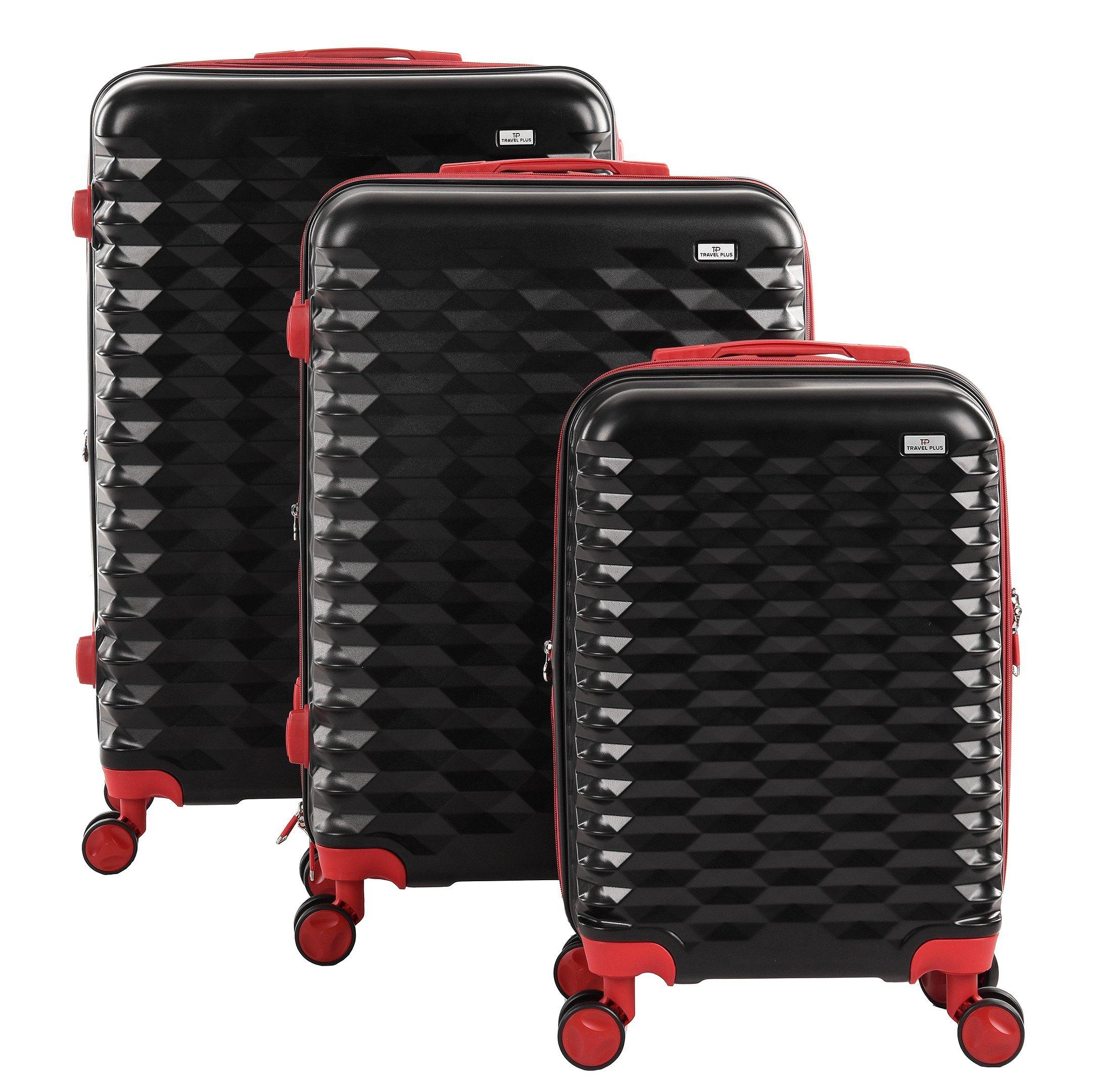 Travel Plus, Honey Comb Set Of 3 Luggage Trolley Case 20/26/30, Black ...