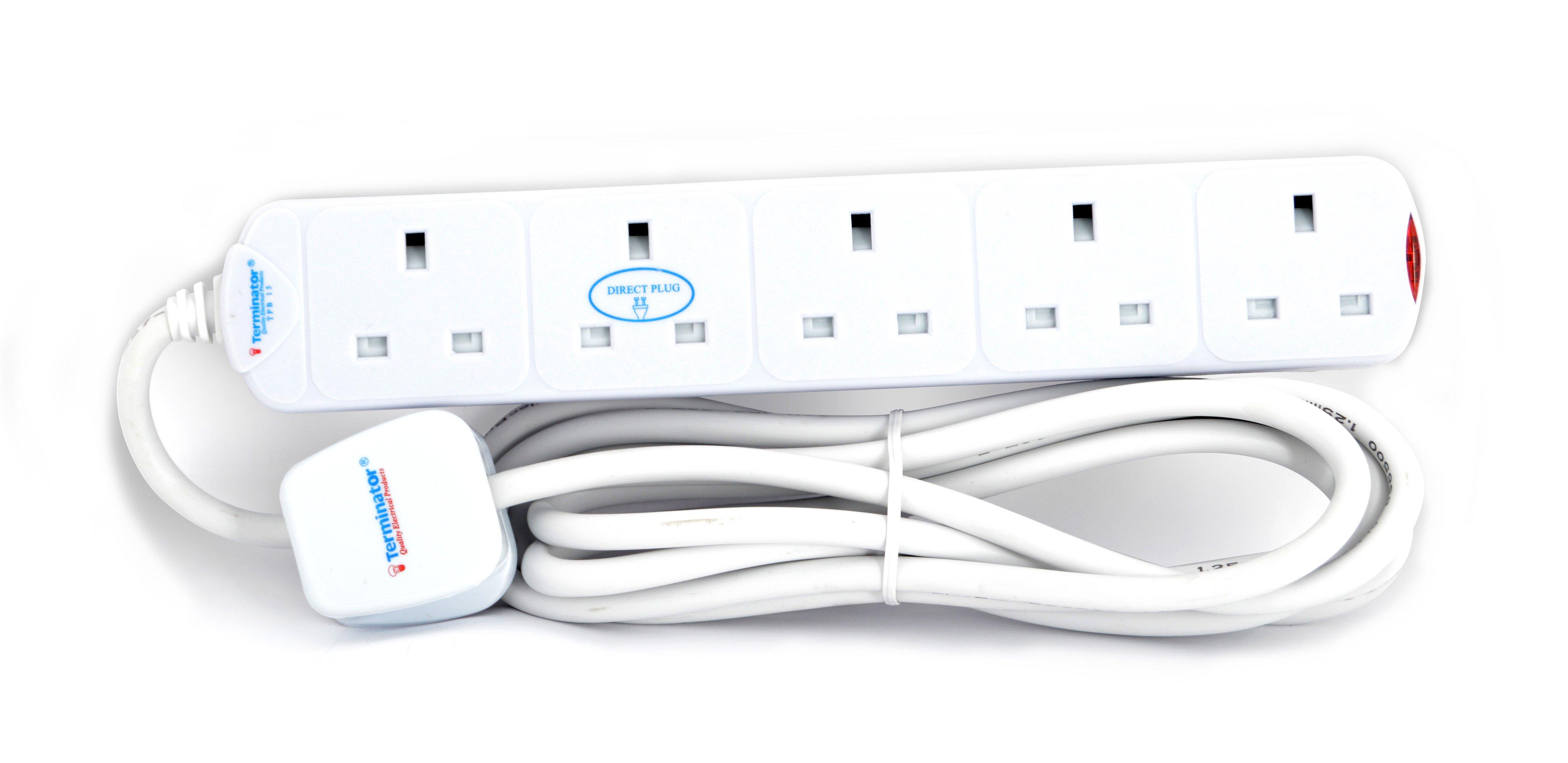 Terminator Extension Cord 5 WAY 3 Meter, G-Mark, White - eXtra Oman