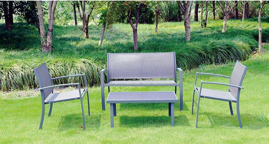 Homez, Cypress 4Pcs Conversation Outdoor Patio Set, Silver - eXtra Bahrain