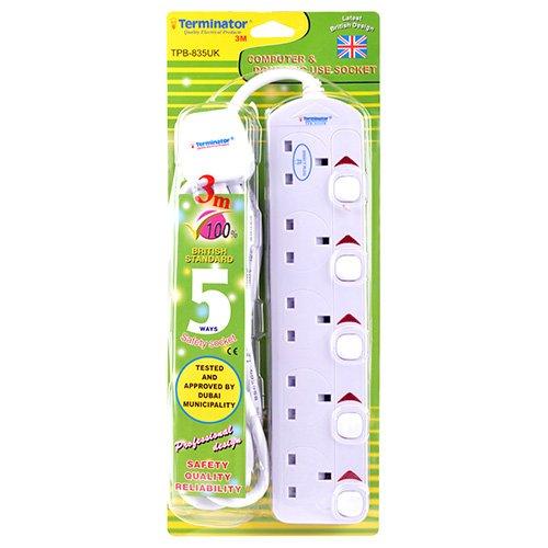 Terminator, Extension Cord 5 Way, 3 Meter - eXtra Oman