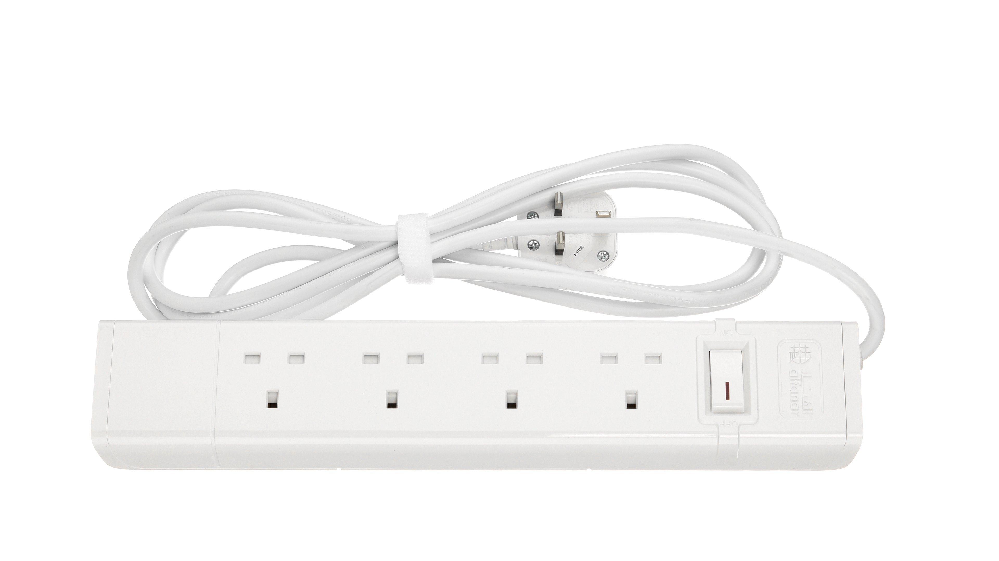 alfanar, Cord Extension, 13A, 4 Sockets, 3 Meters Cable - eXtra