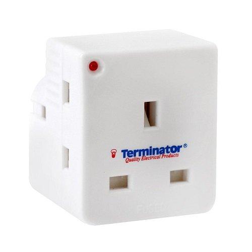 Terminator, 3 Way Multi Adaptor With Indicator, White - eXtra Oman