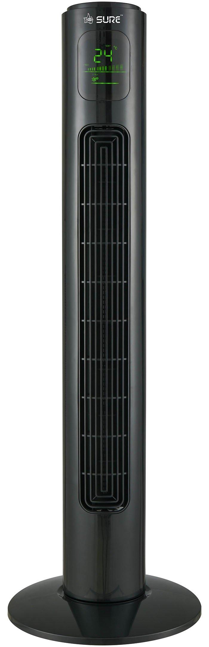 Sure Tower Fan With Remote Control, 45W, Black. - eXtra Bahrain