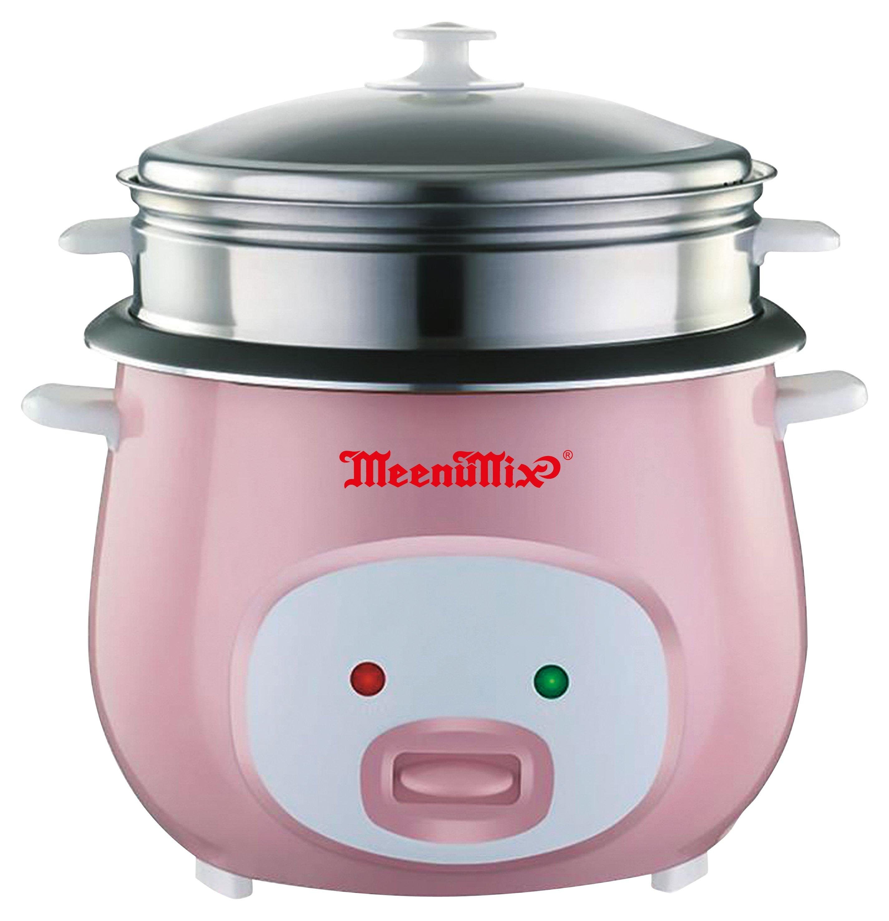 Meenumix 2.8L Rice Cooker With Glass Lid 1000W White/Pink - eXtra Bahrain