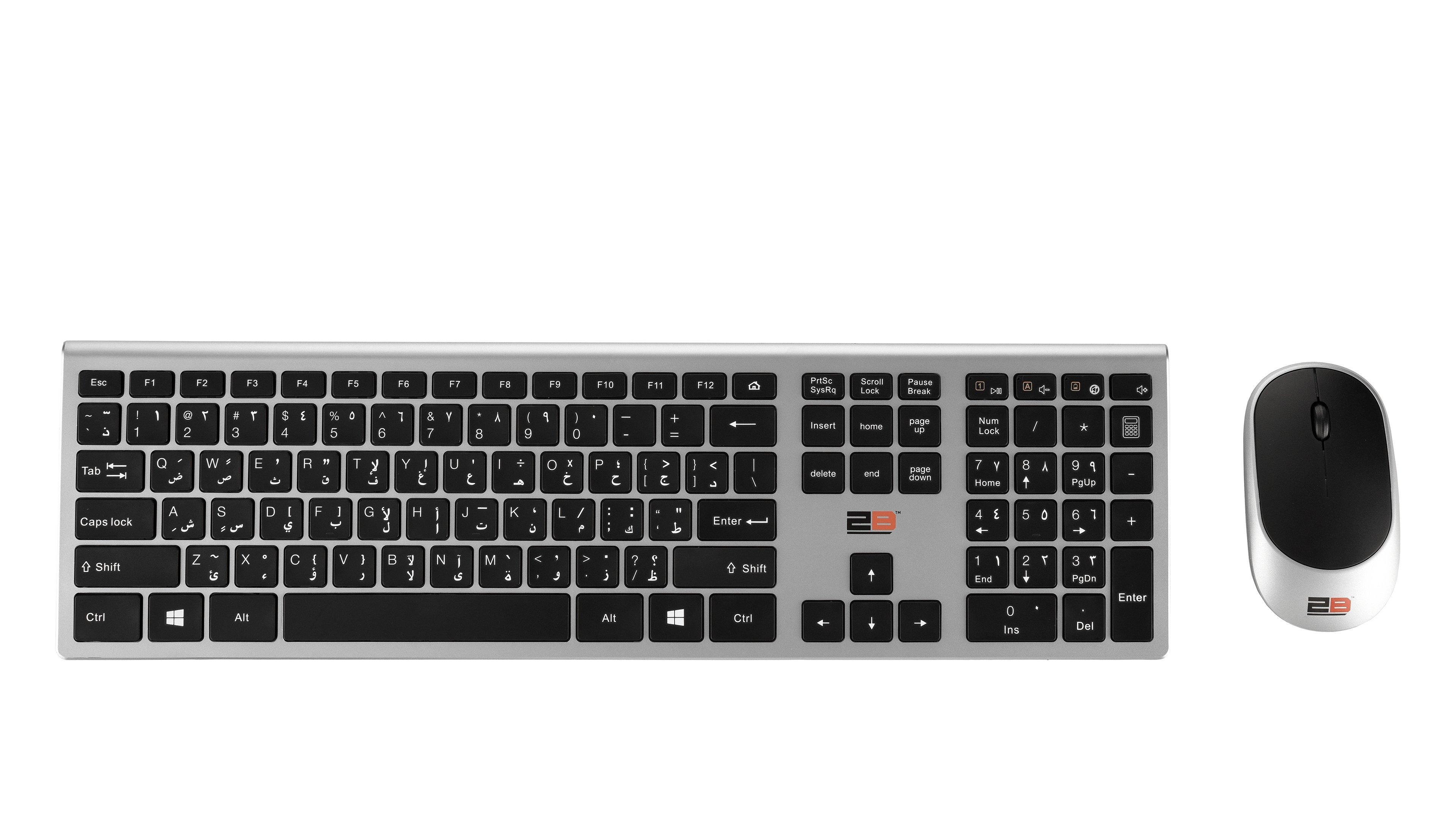 2B, KB306 Wireless Keyboard and Mouse Combo, Dark Grey/Black - eXtra