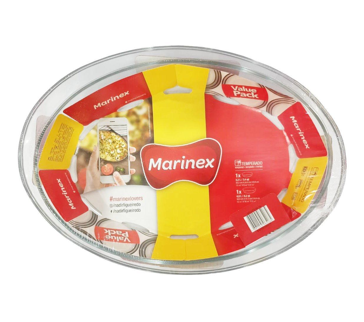 Marinex, 2 Pcs 4L+3.2L Oval Roasters Pack, White - eXtra Oman