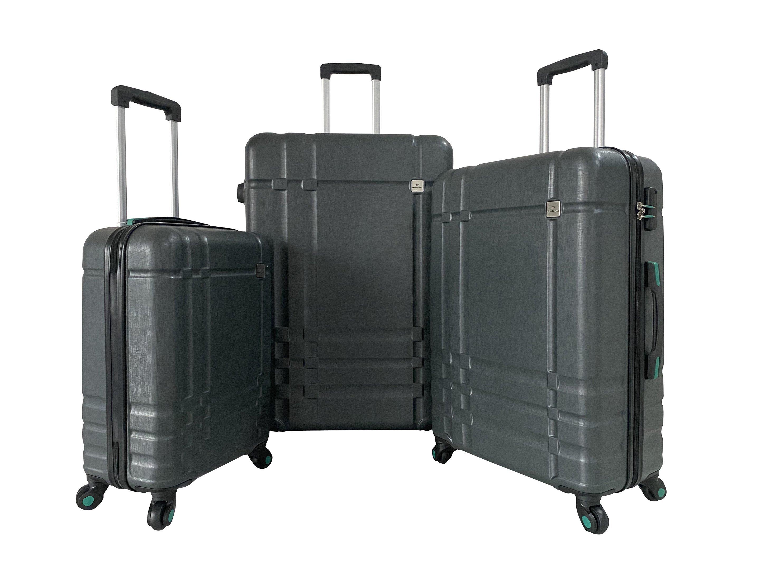 Travel Plus, Stripe Set of 3 Luggage Trolley Case, Dark Grey price in ...