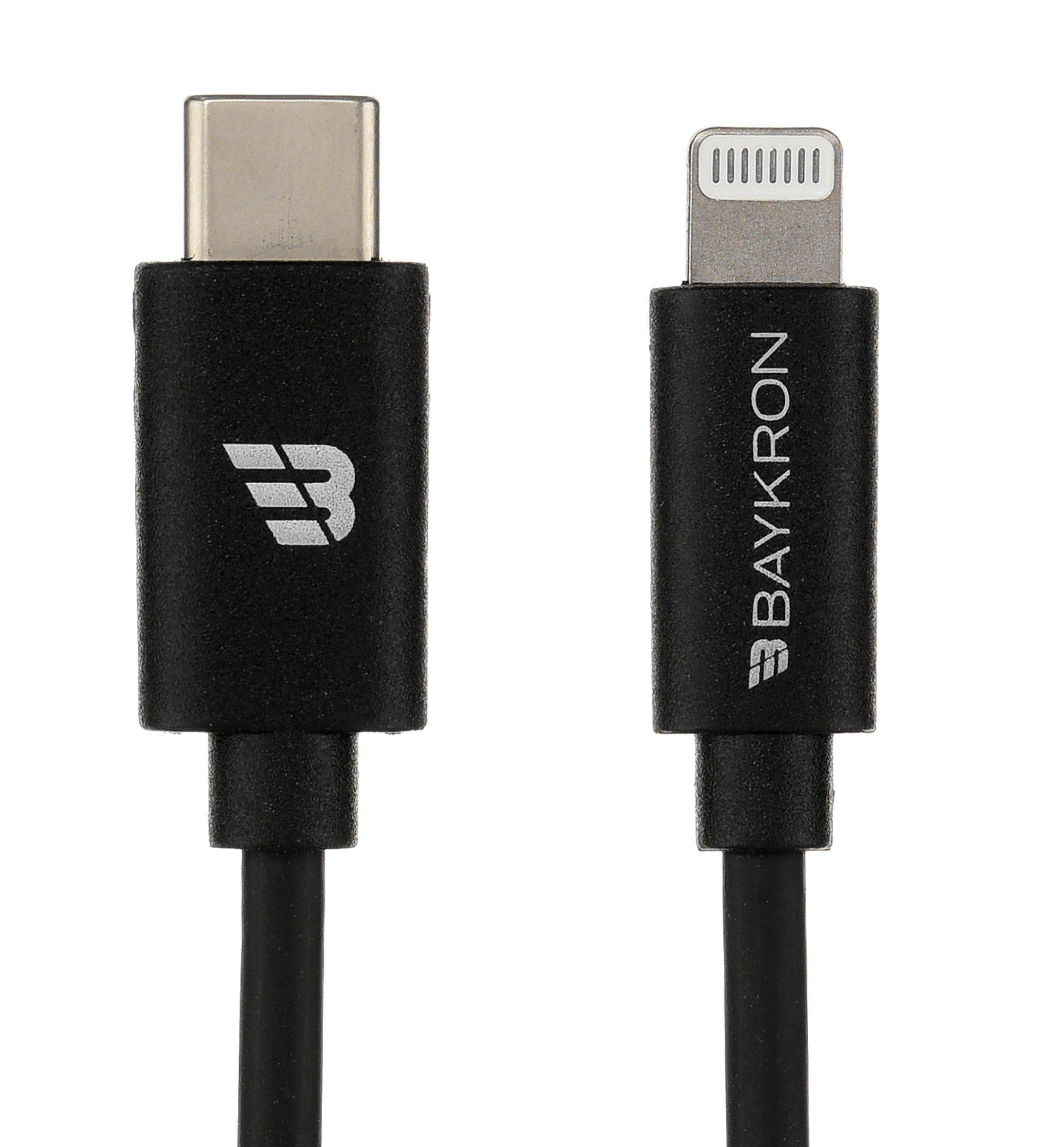 BAYKRON Type C to Lightning Cable, 3A, MFI Certified, 1.2M, Black - eXtra