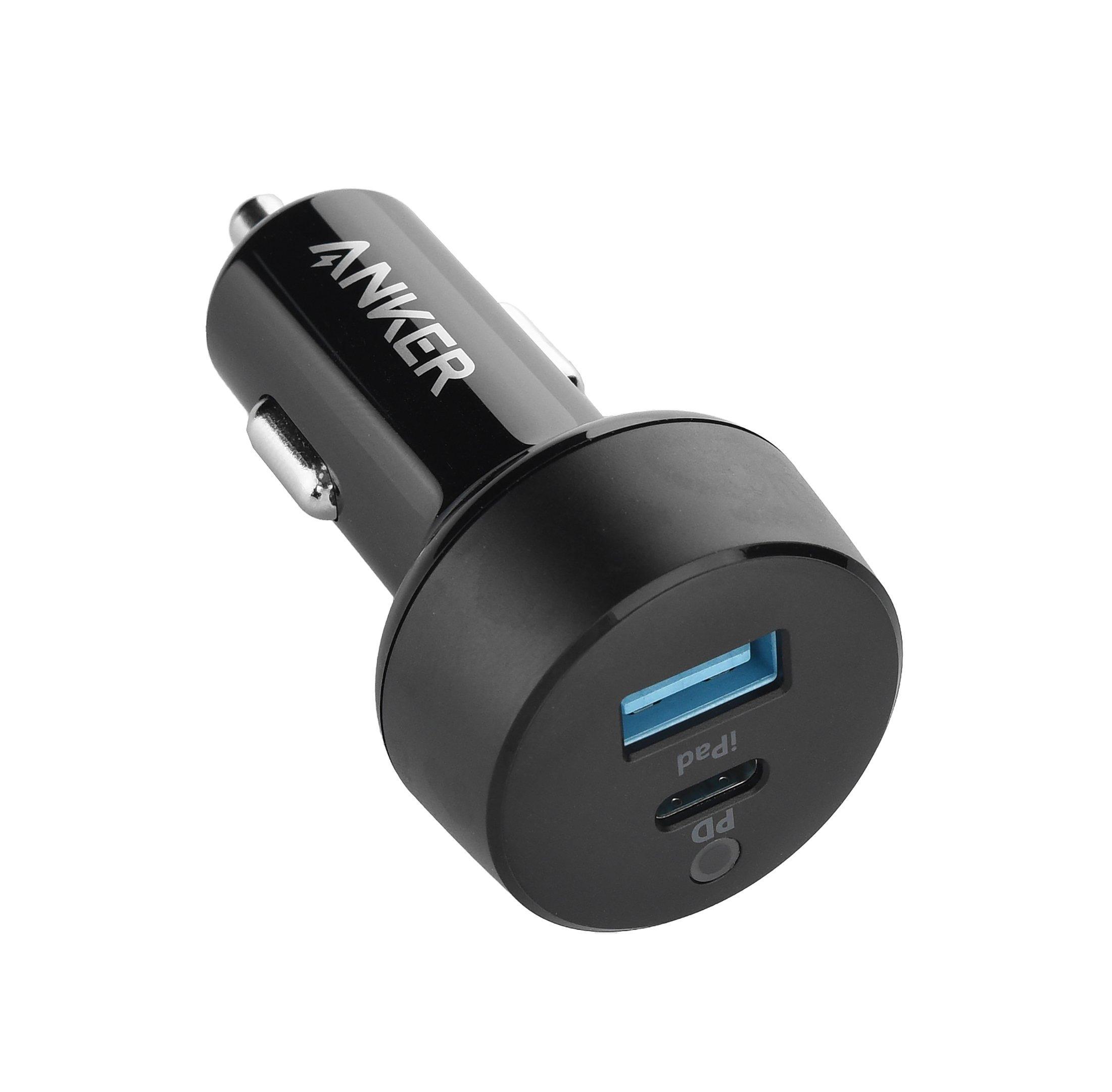 Anker PowerDrive PD2 Car Charger with USB-C to Lightning Cable - Black ...