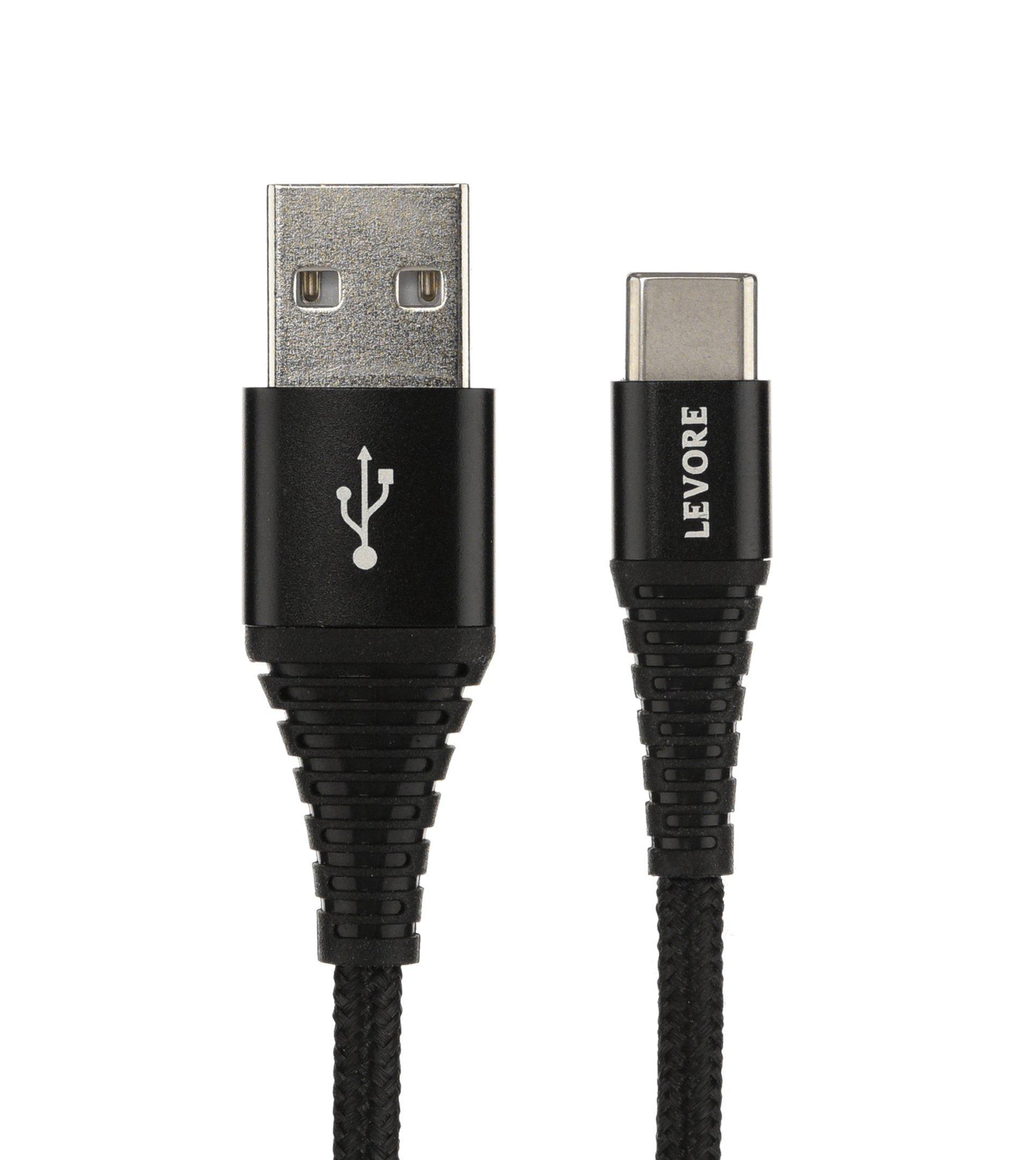Levore Nylon Cable Braided UAB A to TYPE C, 1M, Black - eXtra
