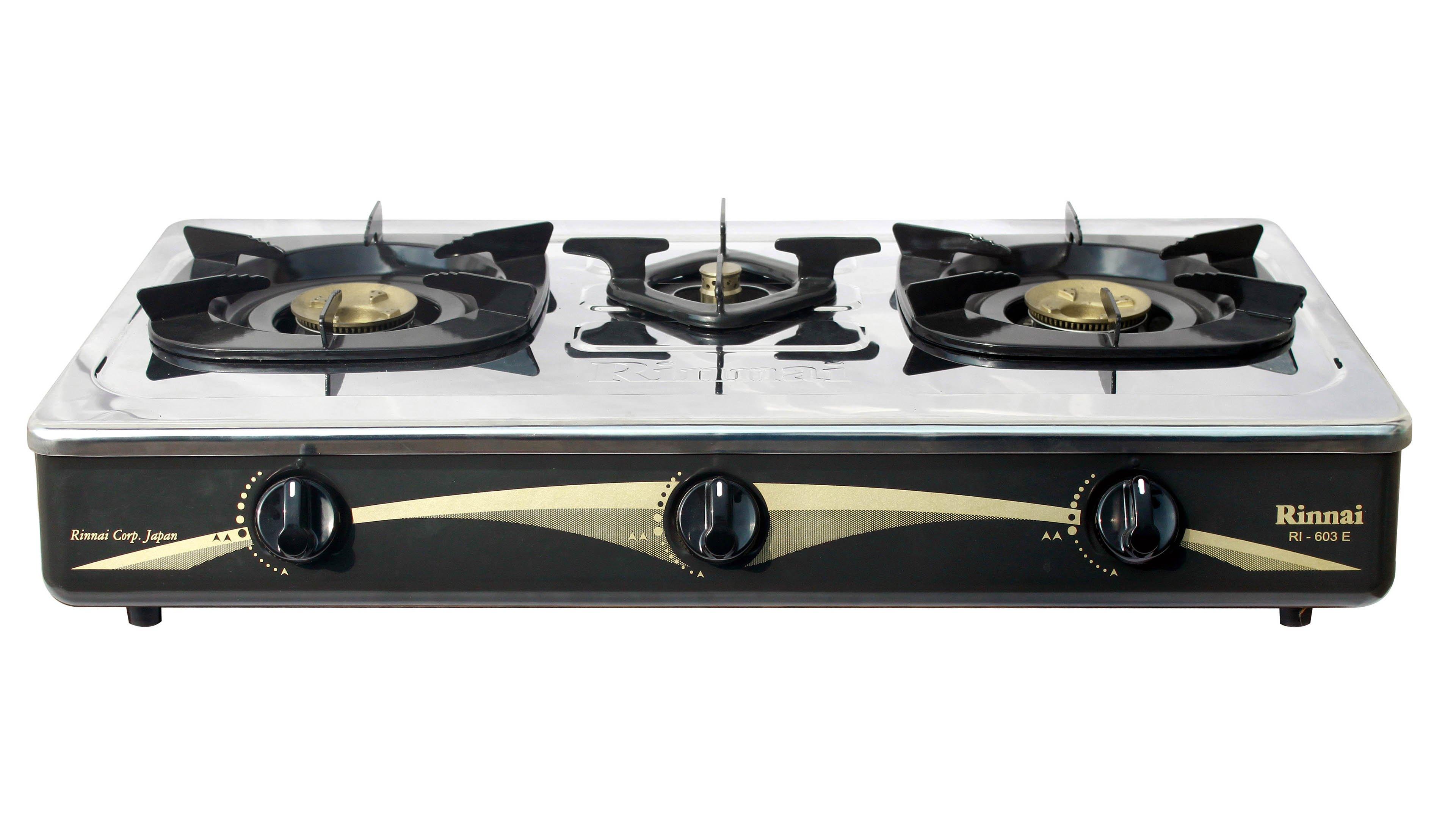 Rinnai 3B Gas Table Stove 3 Burners Stainless Steel Body Silver/Black ...