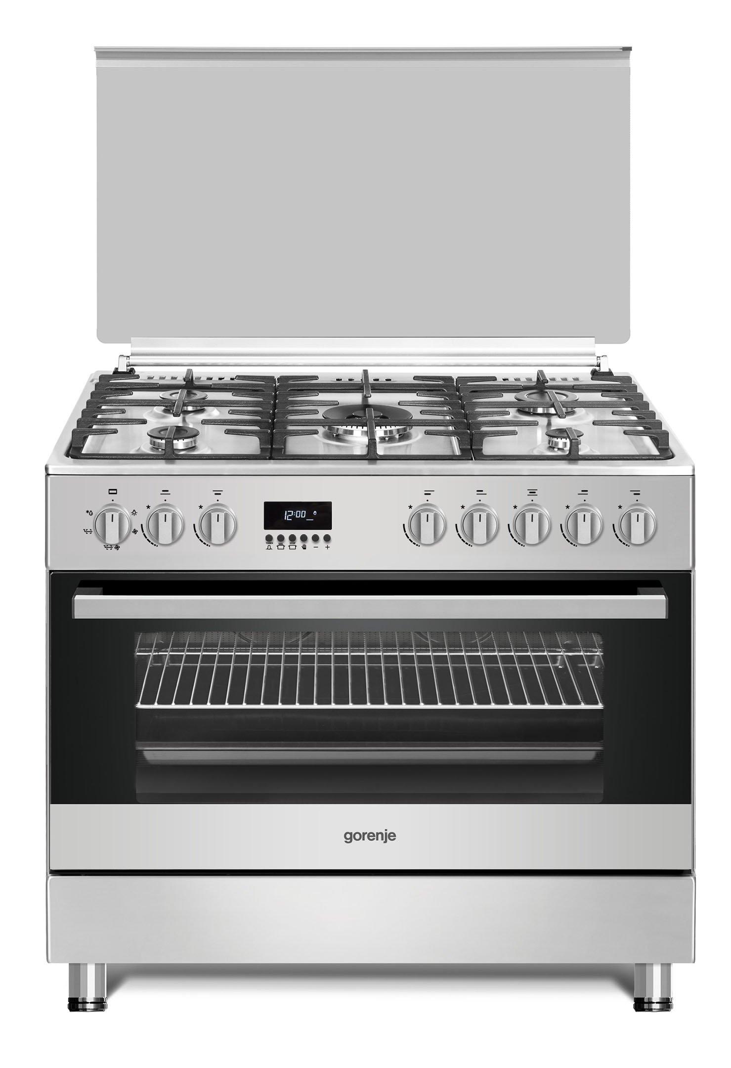 Gorenje Gas Cooking Range,90x60cm,5 Gas Burners, Full Safety Stainless ...