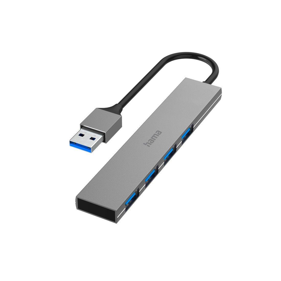Hama USB Hub, 4 Ports, Ultra Slim, Super Speed Data Transfer, Grey ...