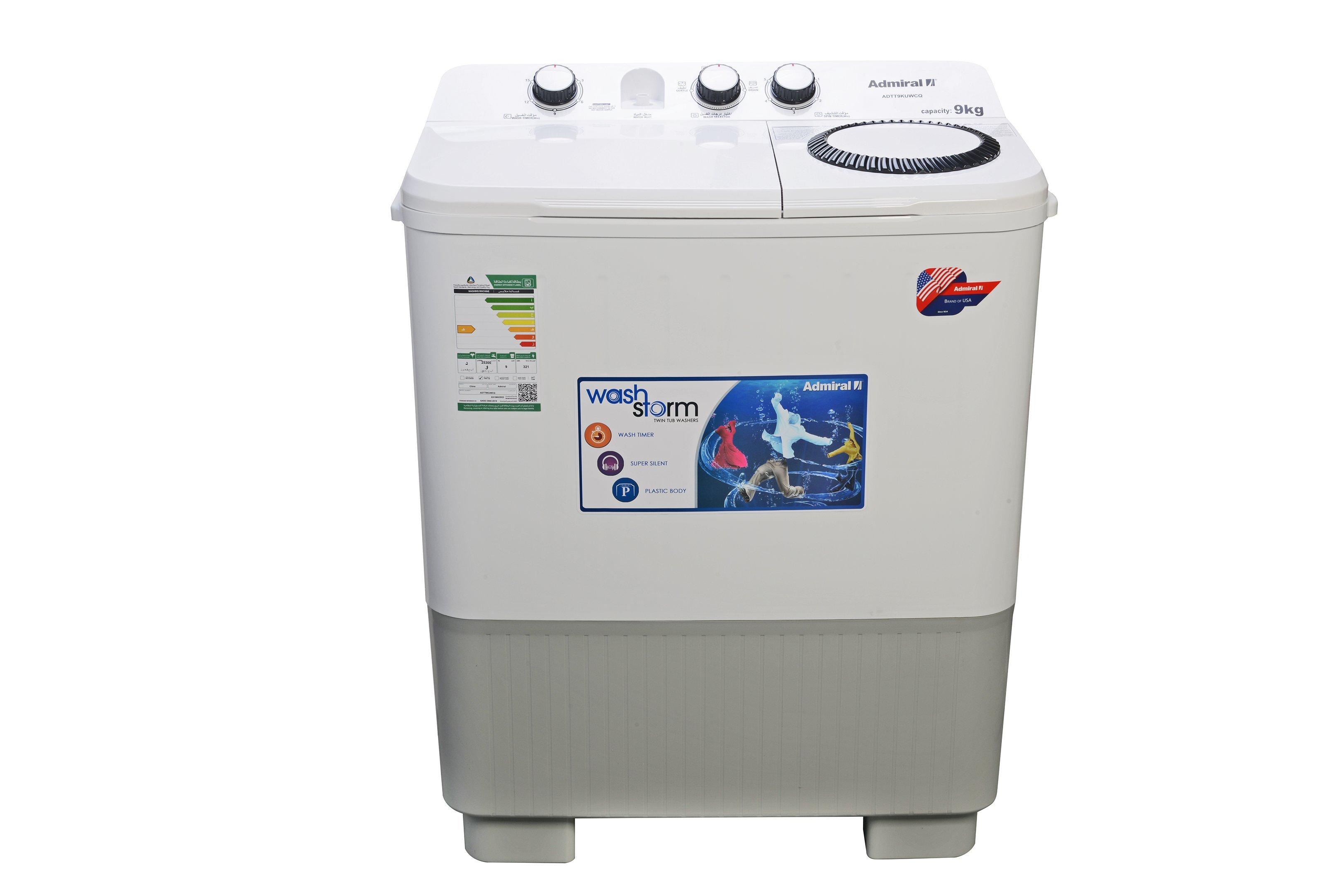 Admiral Twin Tub Washing Machine Semi-Automatic, 9 Kg, White - eXtra