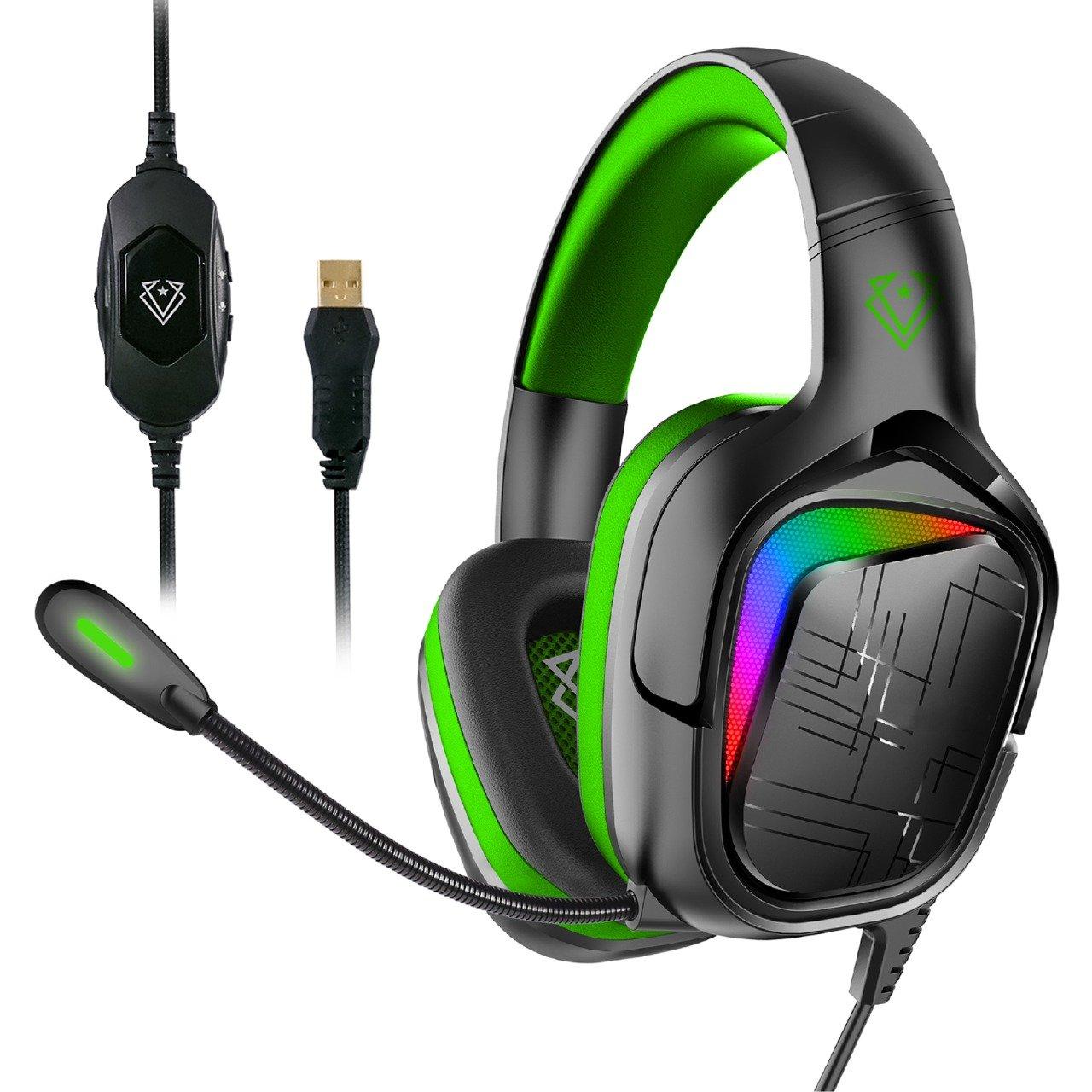 Vertux Miami Pro Gaming Headphones, 7.1 Stereo Sound, Green - eXtra Oman