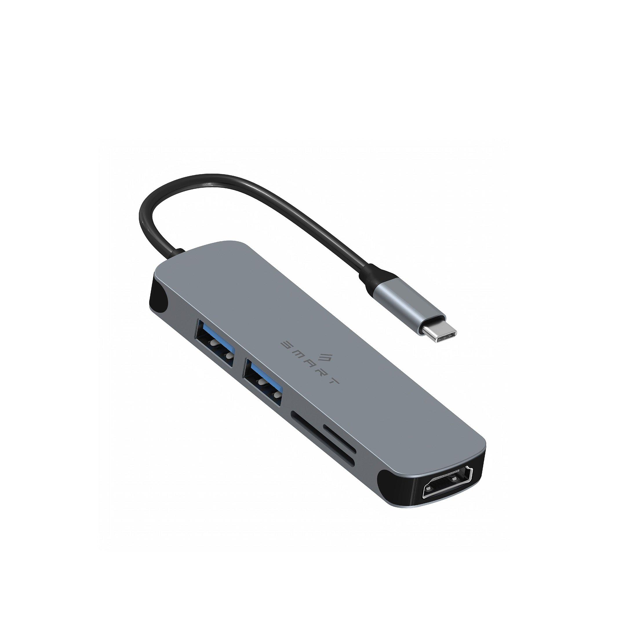 Smart PREMIUM 5in1 Multi-Hubs With USB-C Cable Grey - eXtra Bahrain