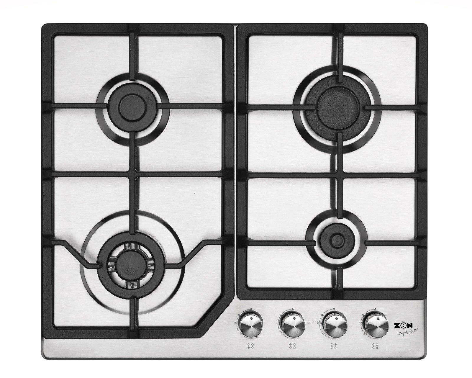 Zen 60cm Built-in Gas Hob 4 Burners Stainless Steel Inox - eXtra Bahrain