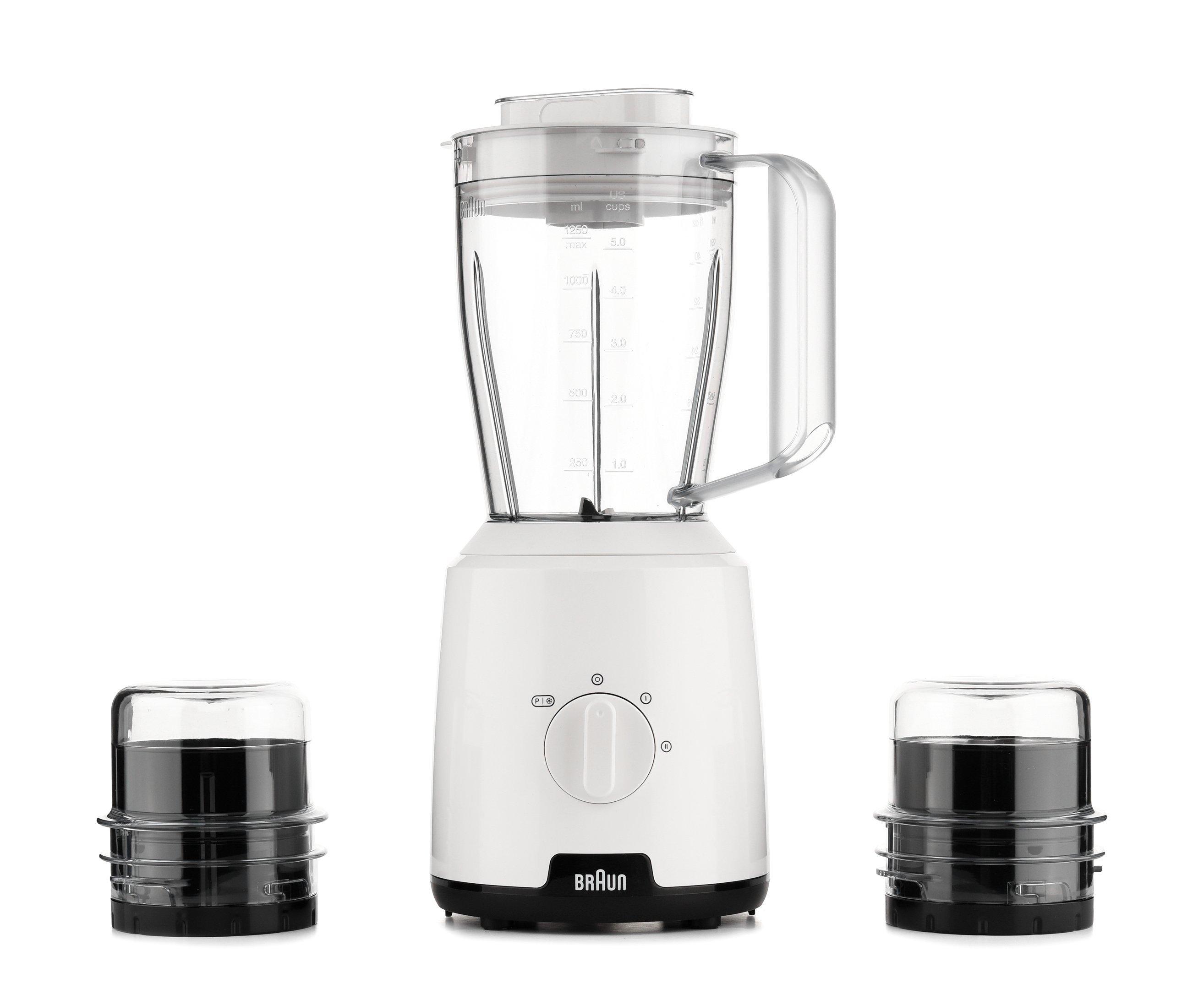 Braun 3in1 Blender With 2 Mills Plastic Jar & Body,1.5L, 600W, White ...
