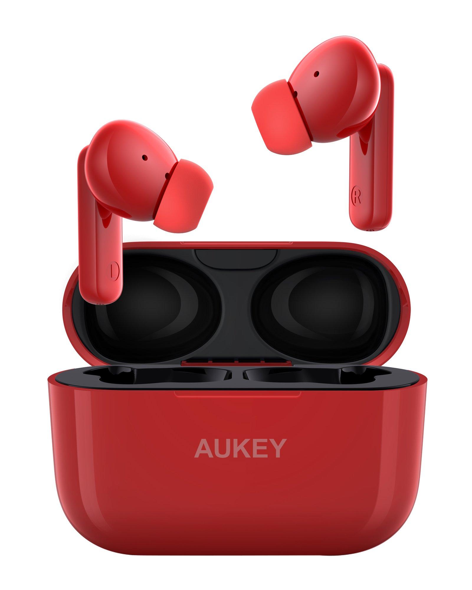 Aukey True Wireless Earbuds, 30hrs Playtime, Red - eXtra Oman