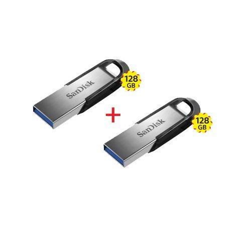 SanDisk 128GB Ultra Flair Flash Drive, USB 3.0, Black Silver - eXtra Oman