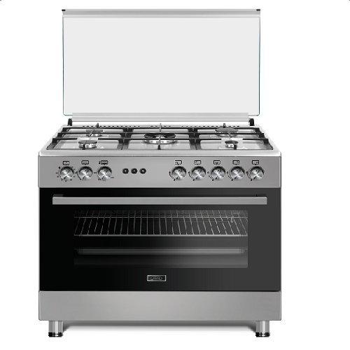 Prolux Gas Cooker, 90x60 cm, 5 Burners, Silver - eXtra Oman