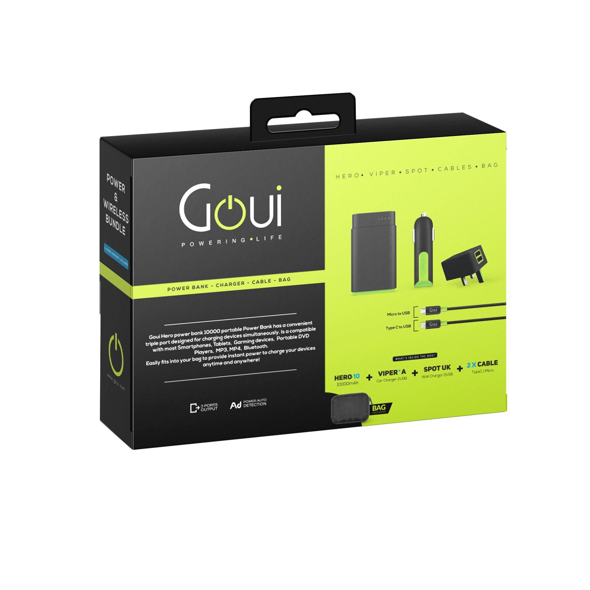 GOUI 6 in 1 Bundle,10,000mAh PowerBank, 20W Adpater, Car Charger,Micro ...