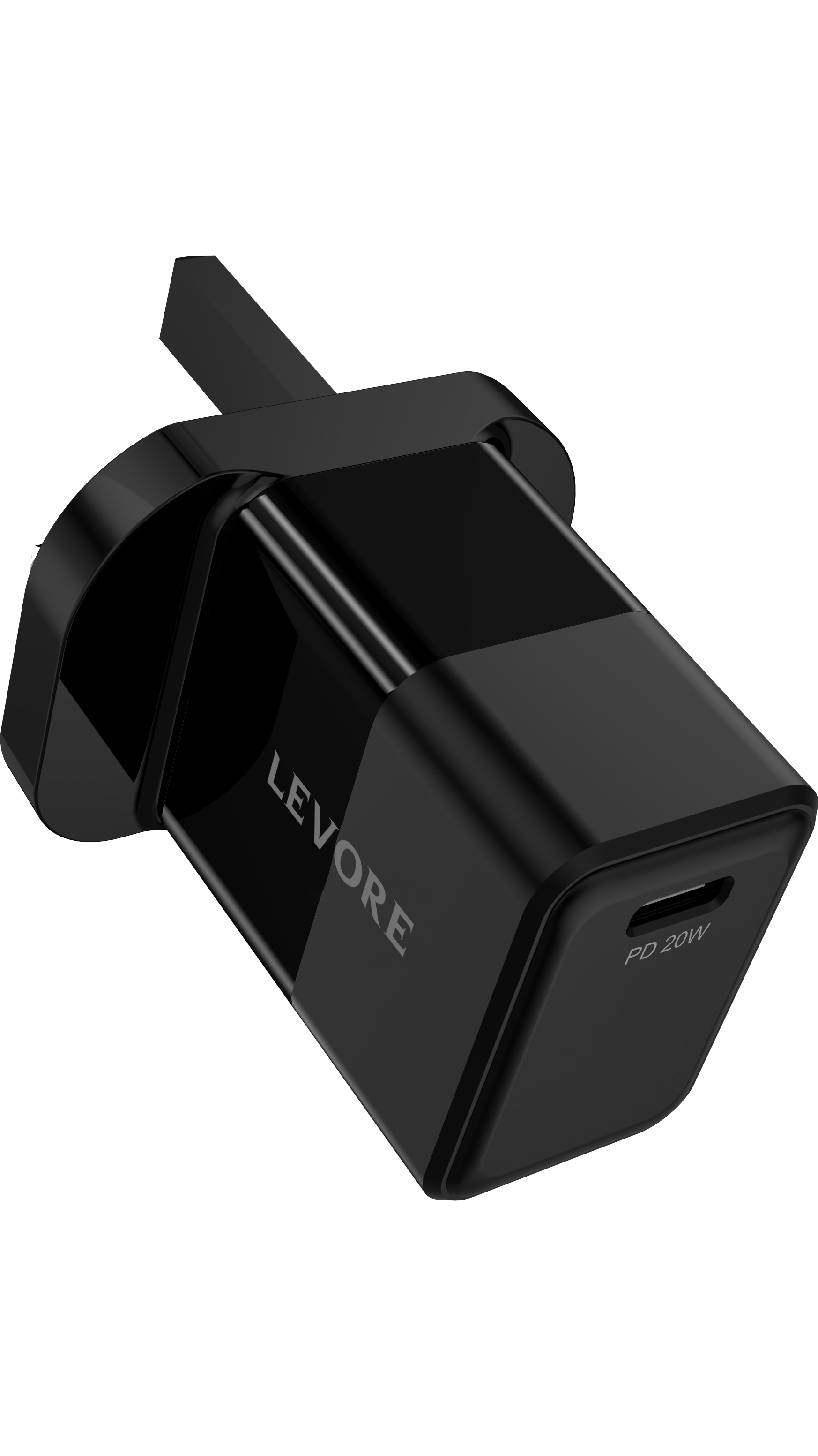 Levore Wall Charger 20W Fast Charging Adapter, Black - eXtra