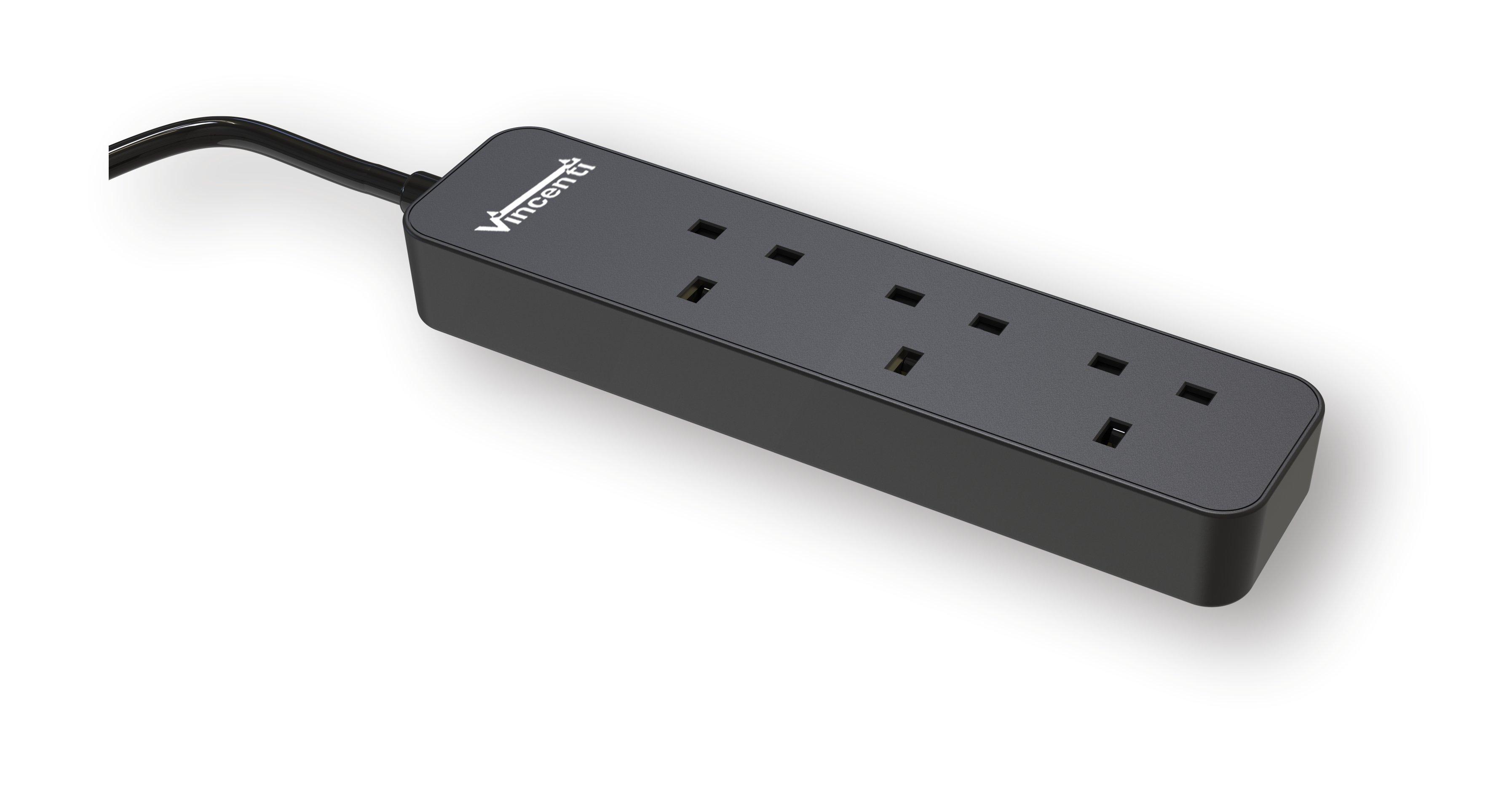 Vincenti , POWER Strip 3.0M Power Extension Cord 3-Way, Black - eXtra ...