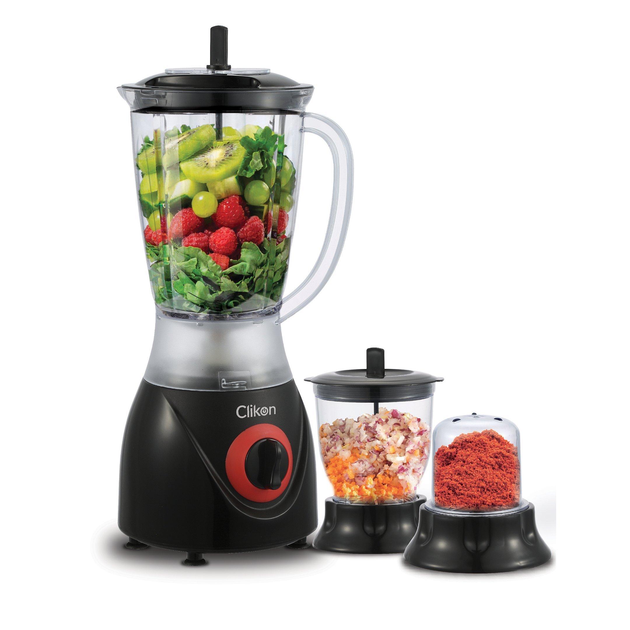 Clikon 3in1, 1.5L Blender With 1 Chopper & Mill Plastic Jar 400W Black ...
