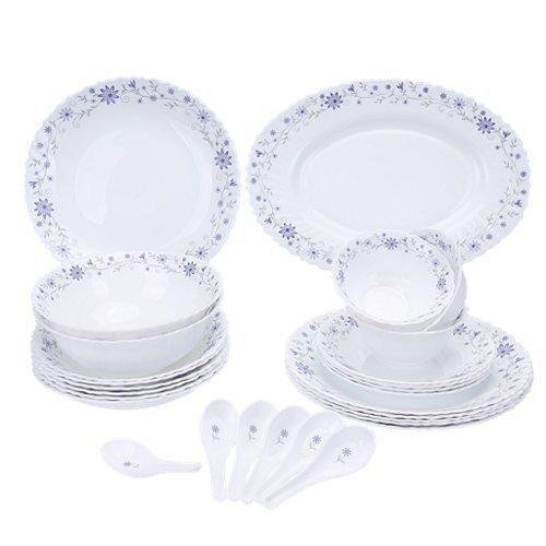 Royalford 33 Pcs Opal Ware Dinner Set White&Red - eXtra Oman