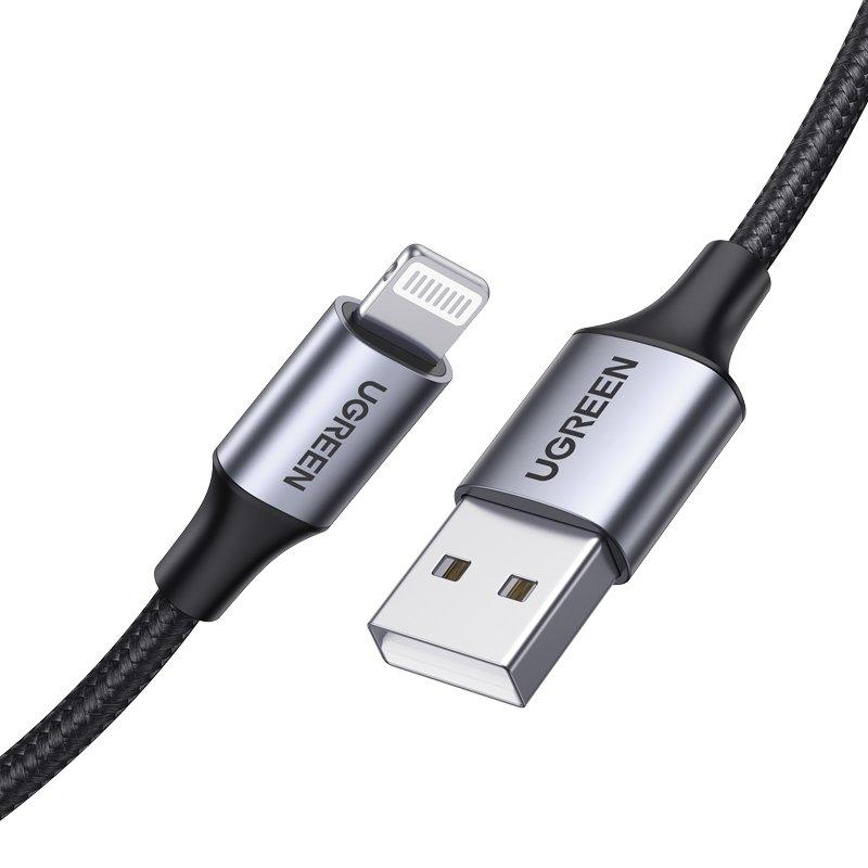 UGREEN Alu Case Braided Lightning Cable 1m, Black - eXtra