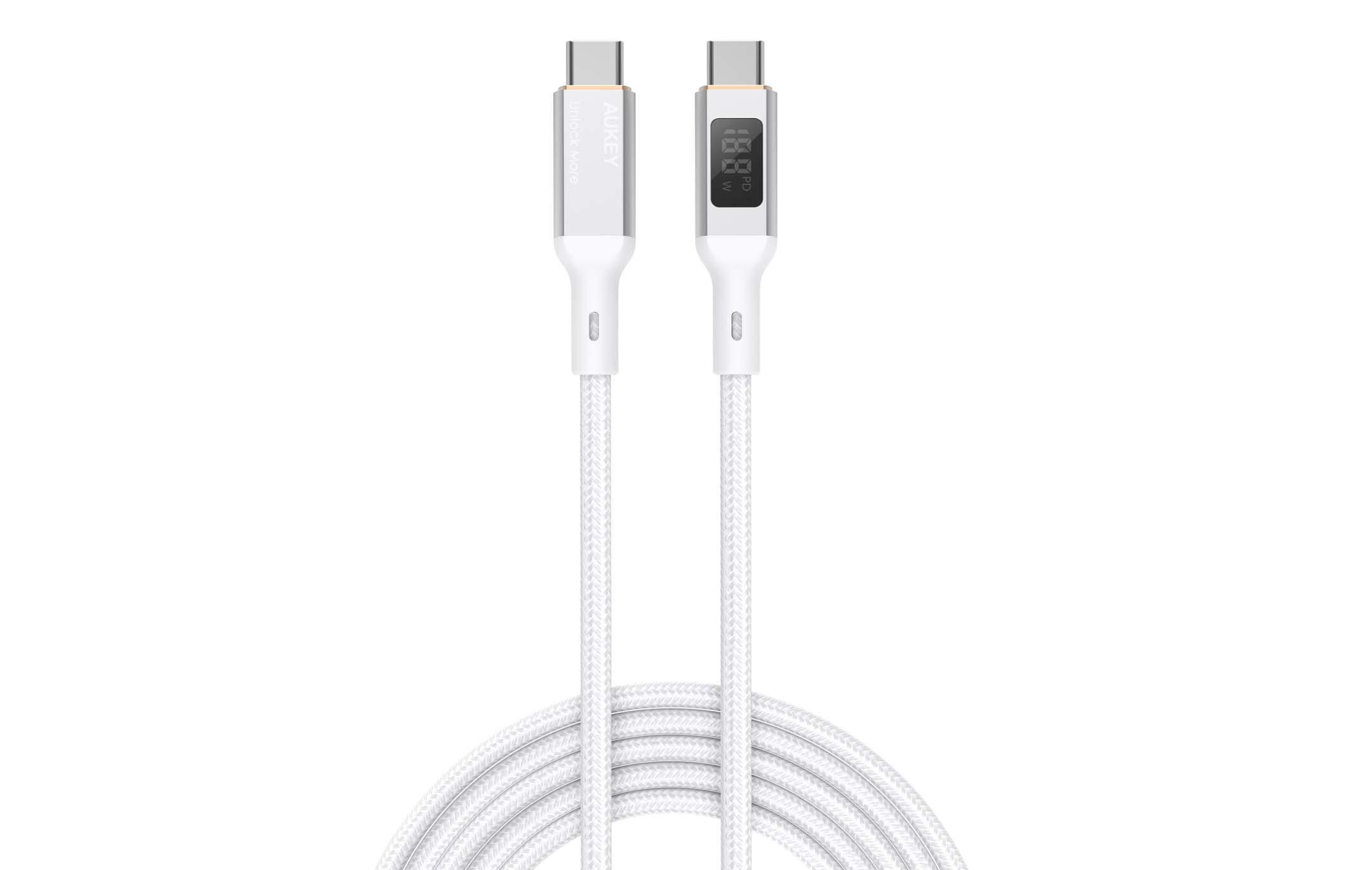 AUKEY 100W Power Delivery Nylon Braided Type C To Type C Cable, 1.8M ...