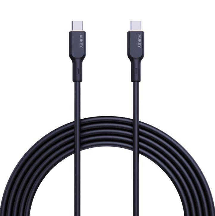 AUKEY 100W Power Delivery Type C To Type C Silicone Cable 1M, Black - eXtra