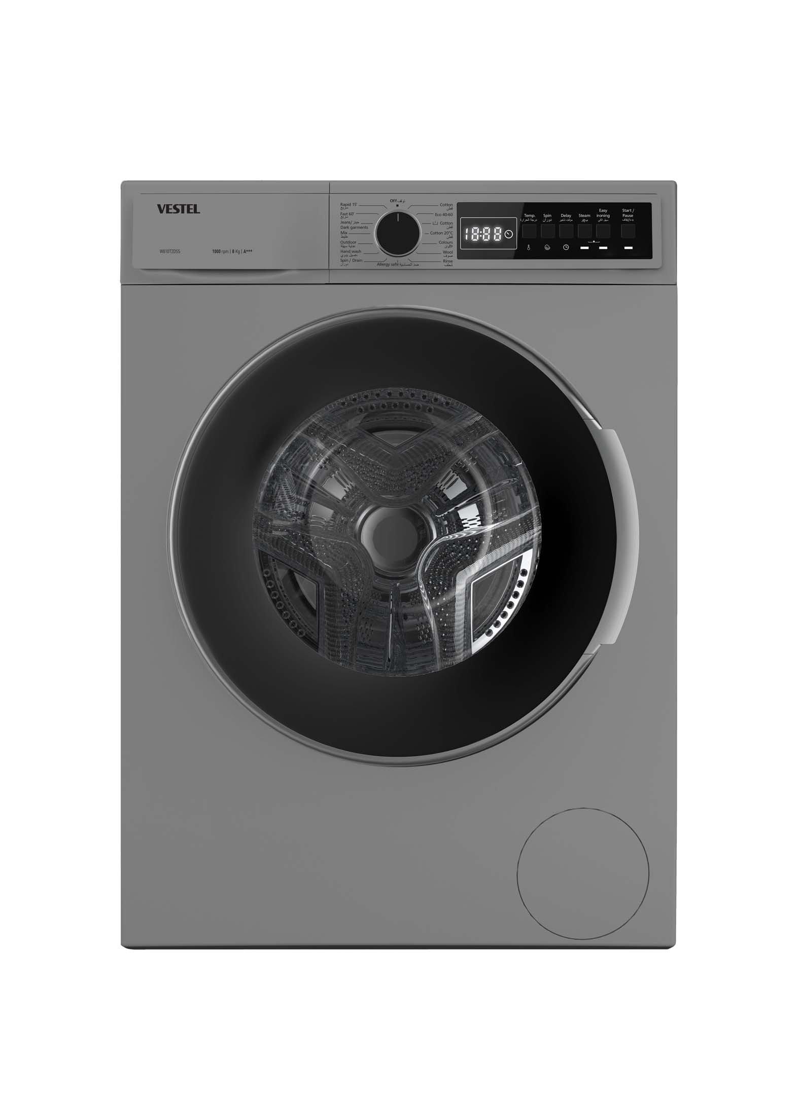 Vestel, Washing Machine, 8.0KG Front Load, Silver - eXtra Bahrain