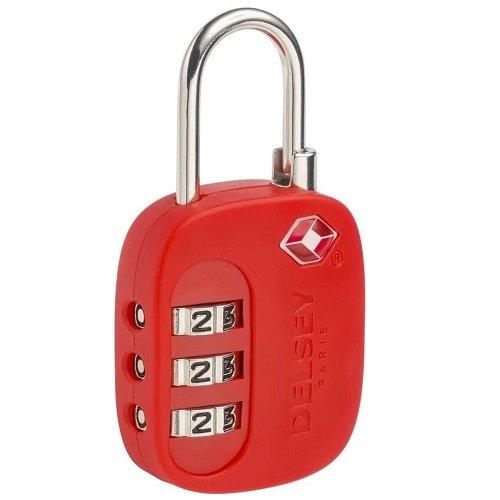 Delsey 3 Digit Padlock, Red - eXtra Oman
