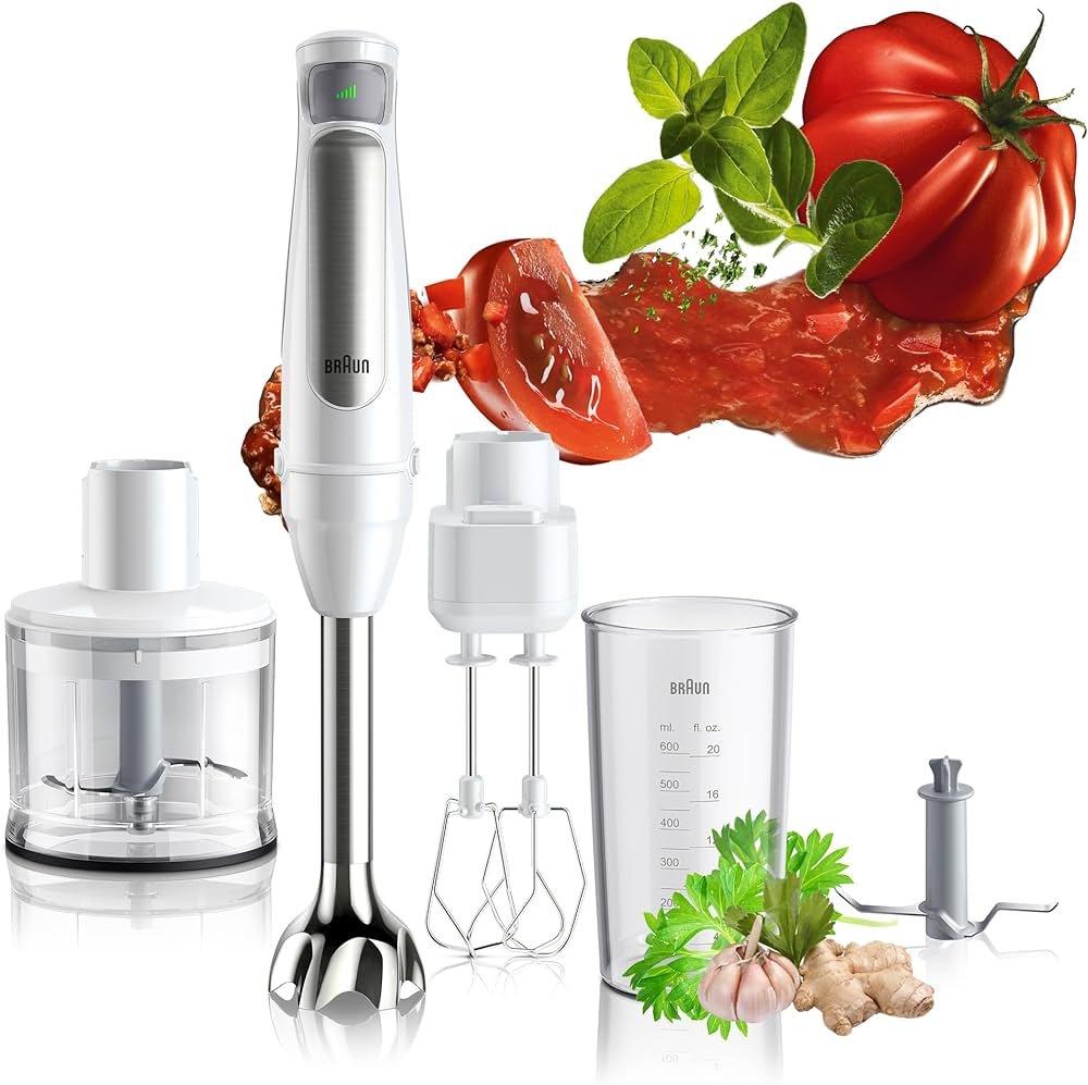 Braun 500ML 1000W Chopper Hand Blender Silver/White - eXtra Bahrain