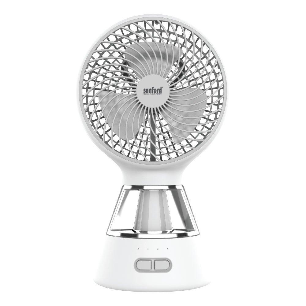 Sanford 6 Inch Multifunctional Rechargeable Portale LED Table Fan White ...