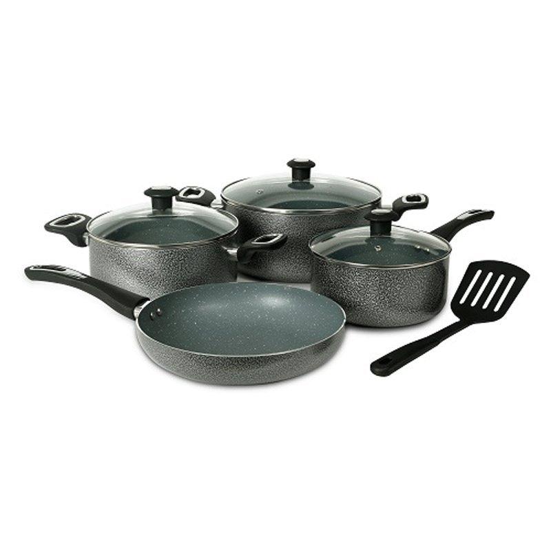 Homeway 8 Pcs Marble Cookware Set, Black - eXtra Oman