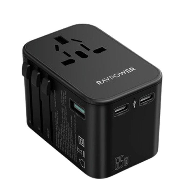 RavPower, 65 Watts Travel Charger, 3 Ports, Black - eXtra Oman