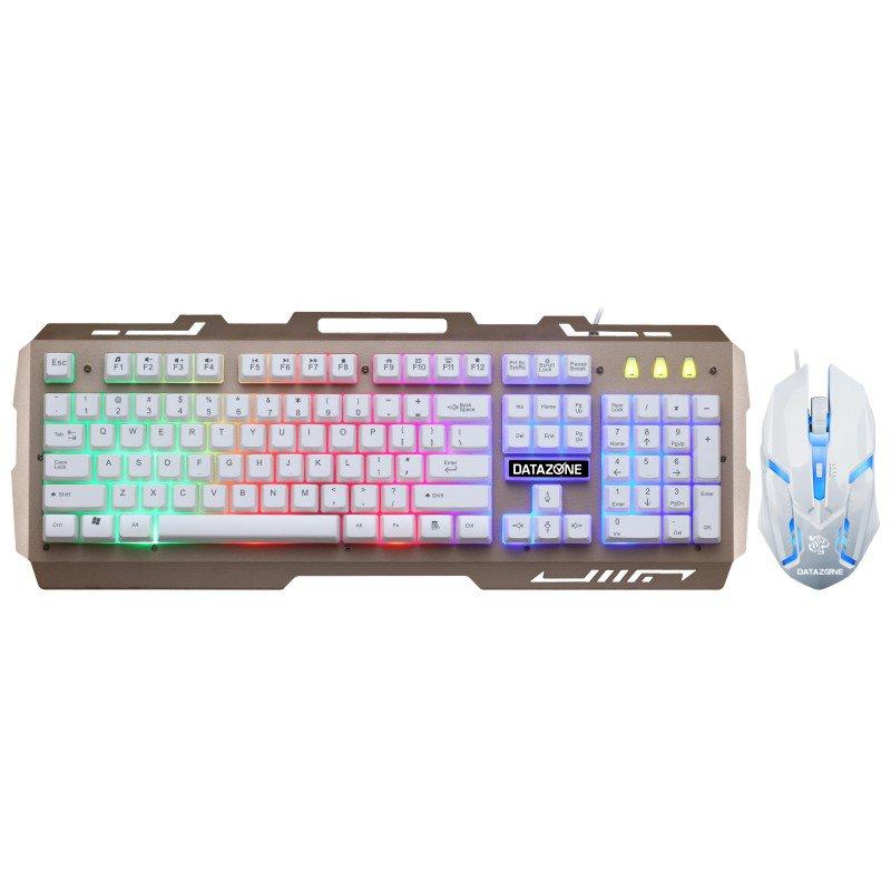 DATAZONE Wired Gaming Keyboard and Mouse, RGB backlight, White - eXtra