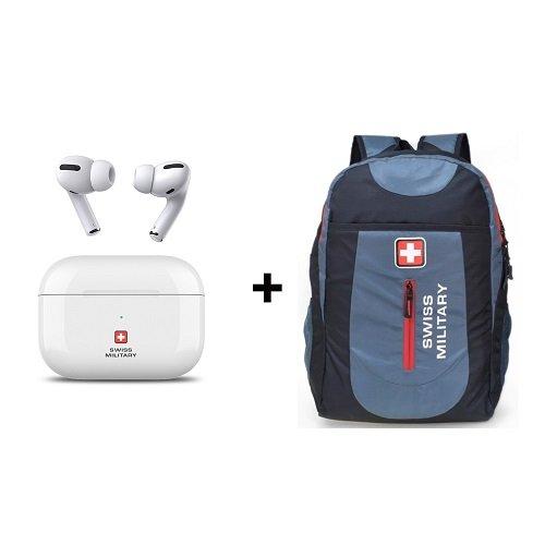 Swiss Military, Victor Earbuds, Black + 15.6Inch Backpack - eXtra Oman