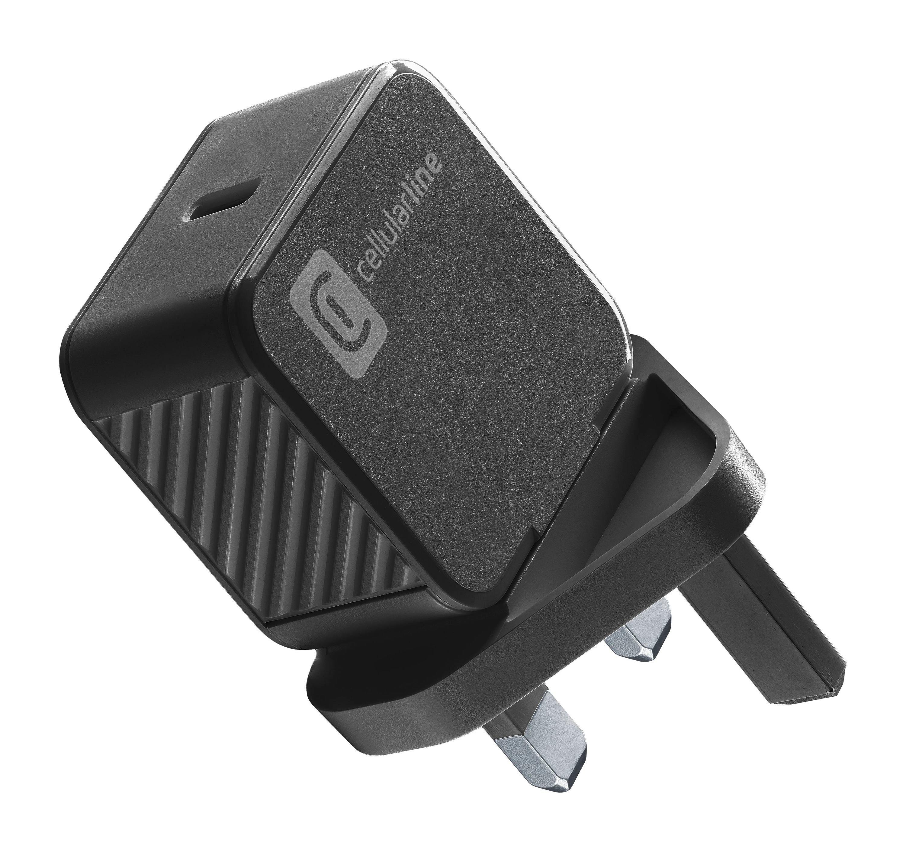Cellularline, POWER CHARGER USB-C, Wall Charger Adapter 25W, Black ...