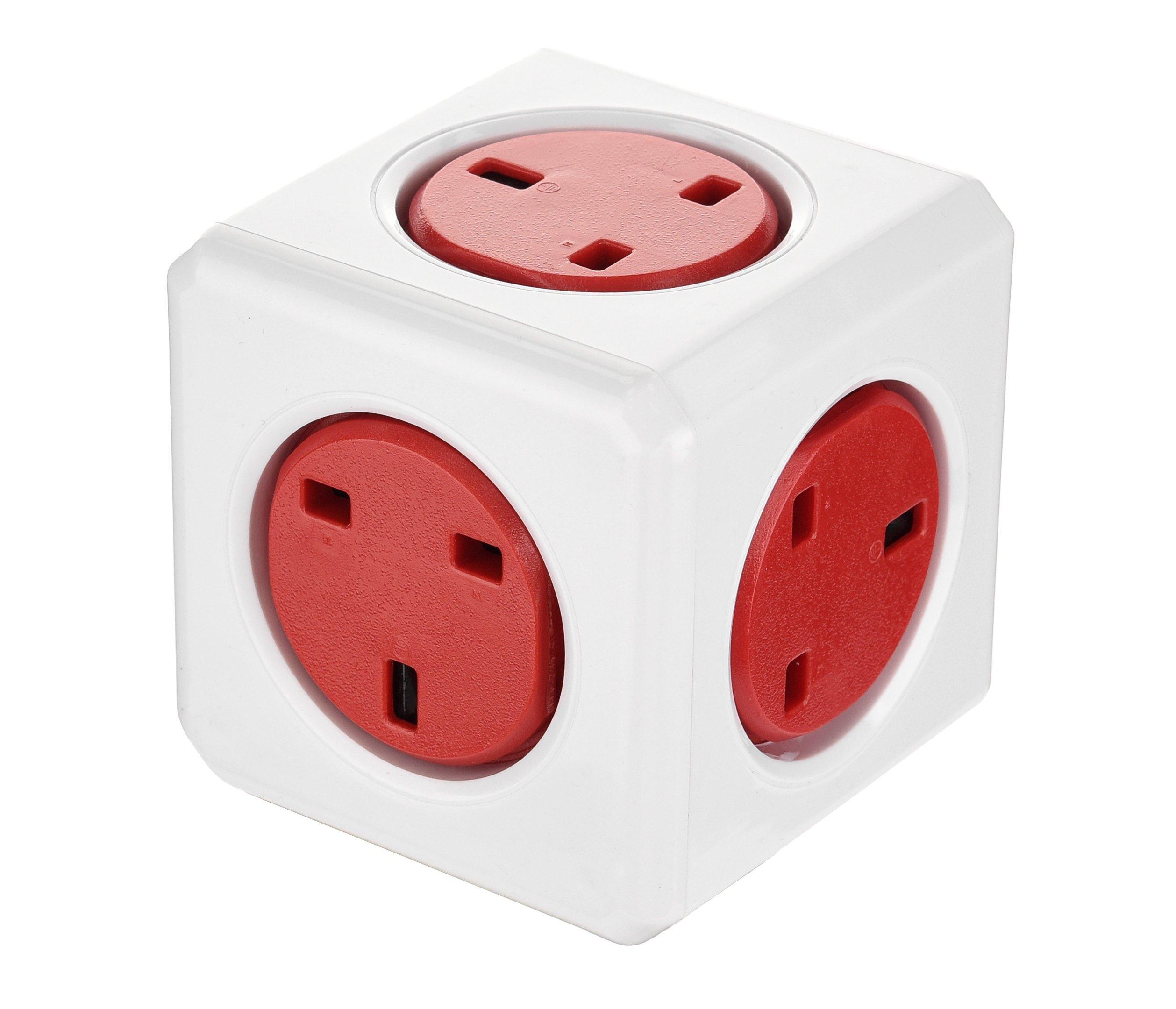 Allocacoc PowerCube Extended, 5 Sockets, 1.5m Cable, Red - eXtra