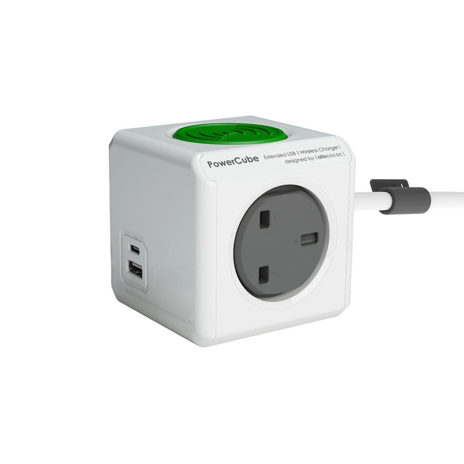 Allocacoc PowerCube Extended, 4 Sockets, 1.5m Cable, USB A + C ...
